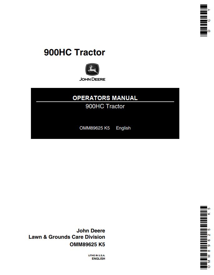 John Deere Tractor 900HC Operators Manual