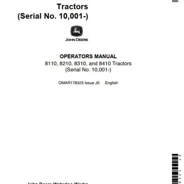 John Deere Tractors 8110T 8210T 8310T 8410T Operators Manual