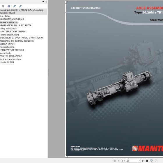 Manitou Axle 416 100 Repair Manual 647388