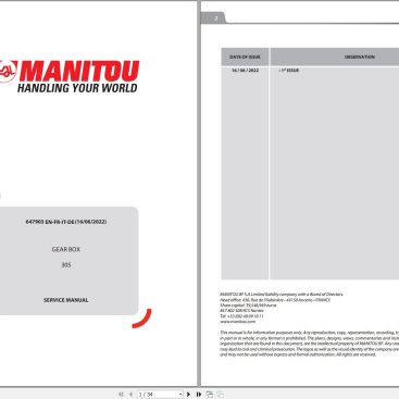 Manitou Gear Box Dana 318 Repair Manual 647526EN