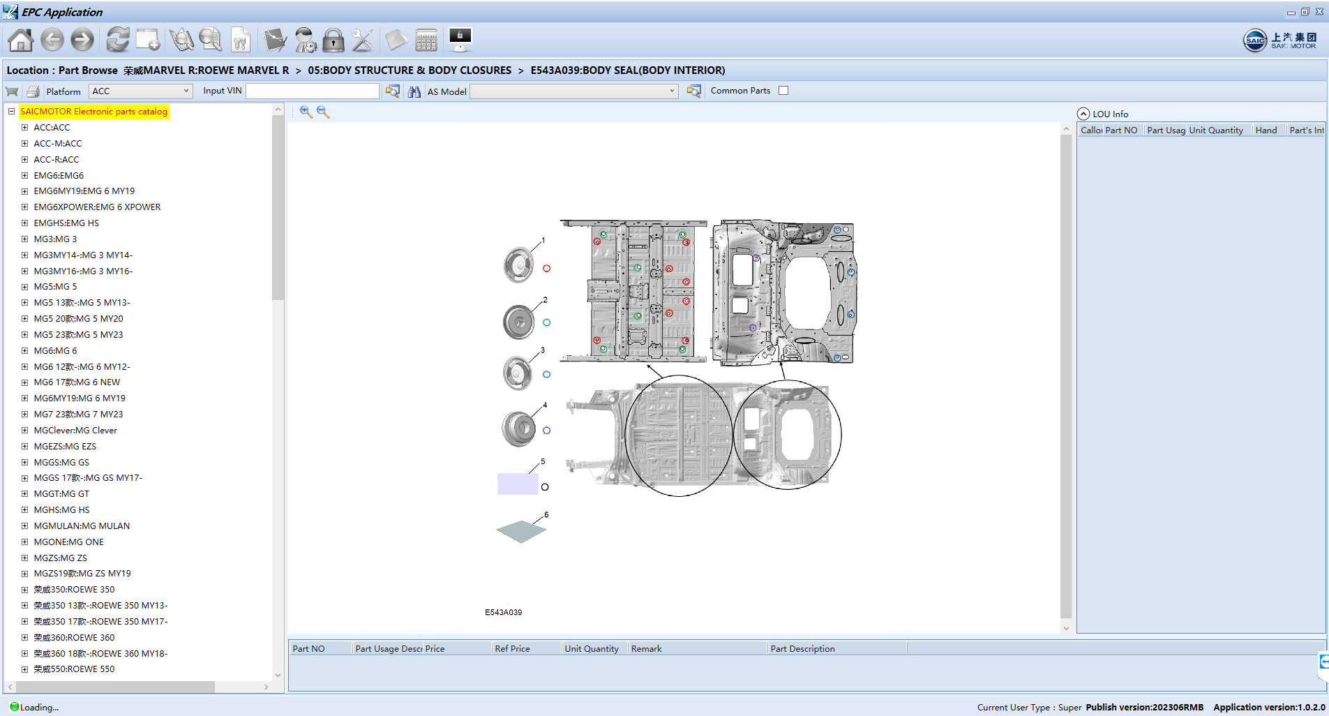 SAIC MOTOR Spare Parts List EPC 06.2023