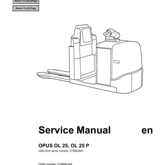 BT Forklift OPUS OSE100W OSE100 Service Manual