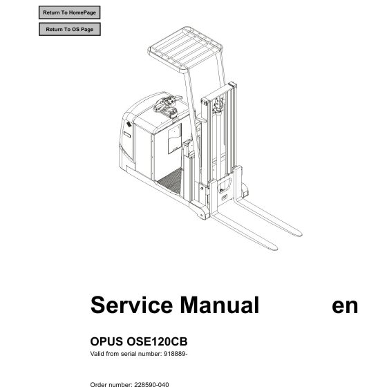 BT Forklift OPUS OSE100W OSE100 Service Manual