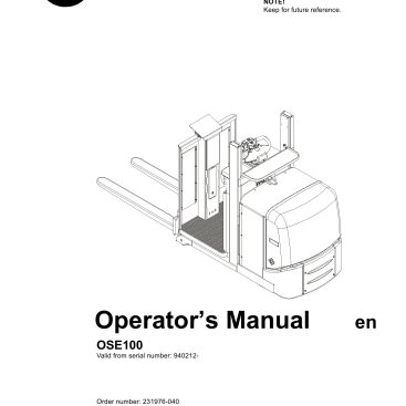 BT Forklift OS 2.0 OS 3.0 Operator's Manual