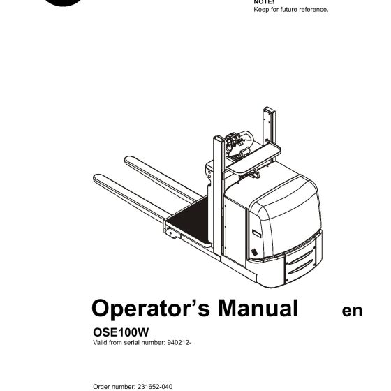 BT Forklift OSE100 Parts Catalog EN SV DE FR
