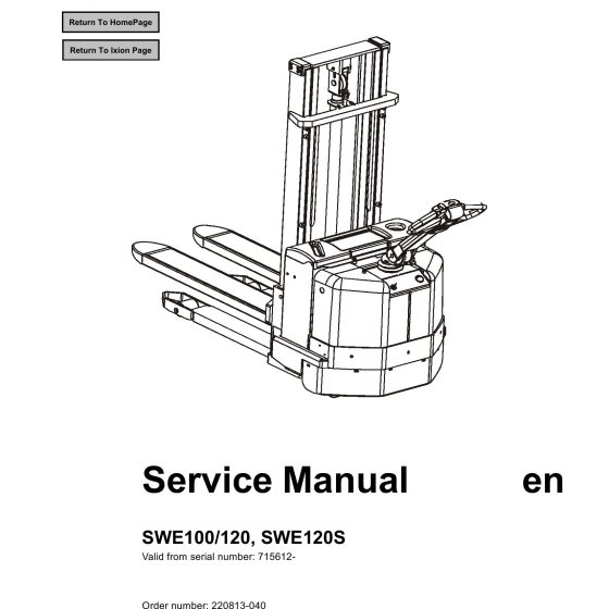 BT Forklift SWE080L Operator's Manual