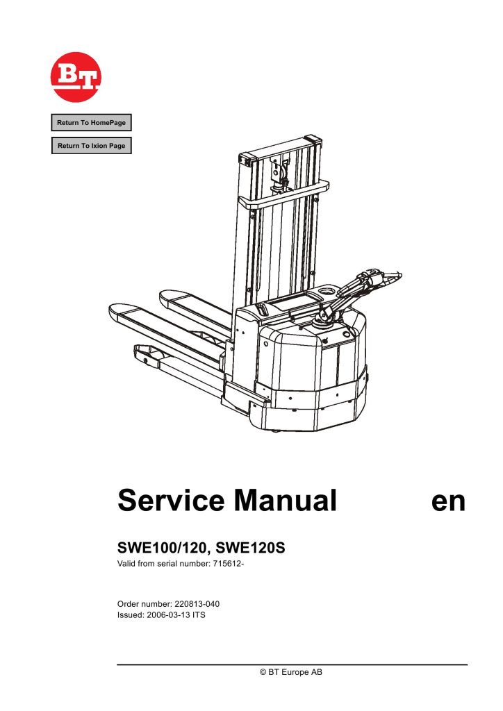 BT Forklift SWE100 SWE120 SWE120S Service Manual