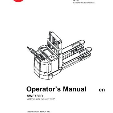 BT Forklift SWE120S Operator's Manual