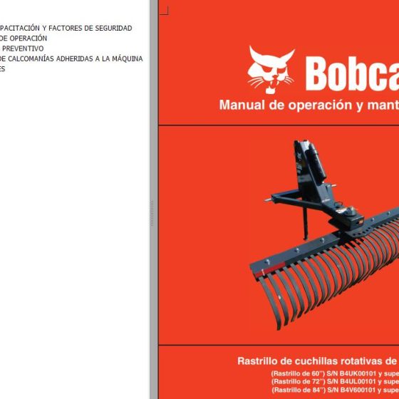 Bobcat Rake Landscape LR5B 5B3 LR6B 6B3 Operation & Maintenance Manual ...
