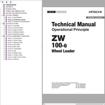 Hitachi Wheel Loader ZW100-6 Parts Catalog EN JP