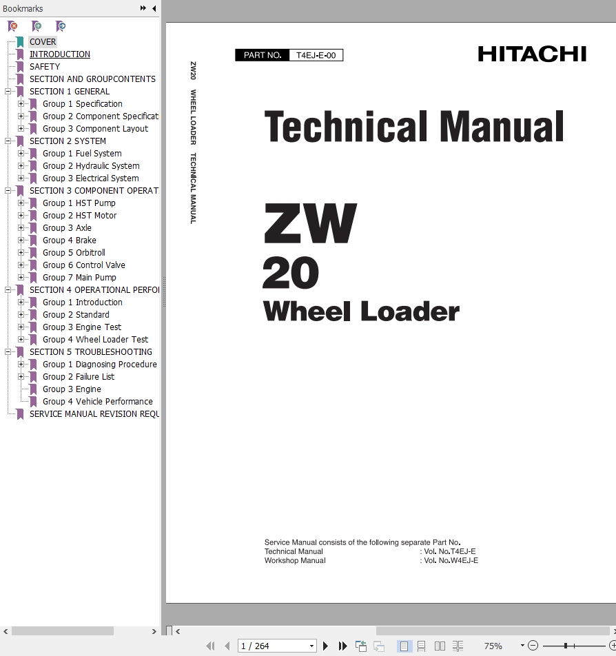 Hitachi Wheel Loader ZW20 Parts Catalogue EN JP