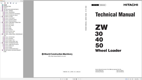 Hitachi Wheel Loader ZW40 Technical Manual