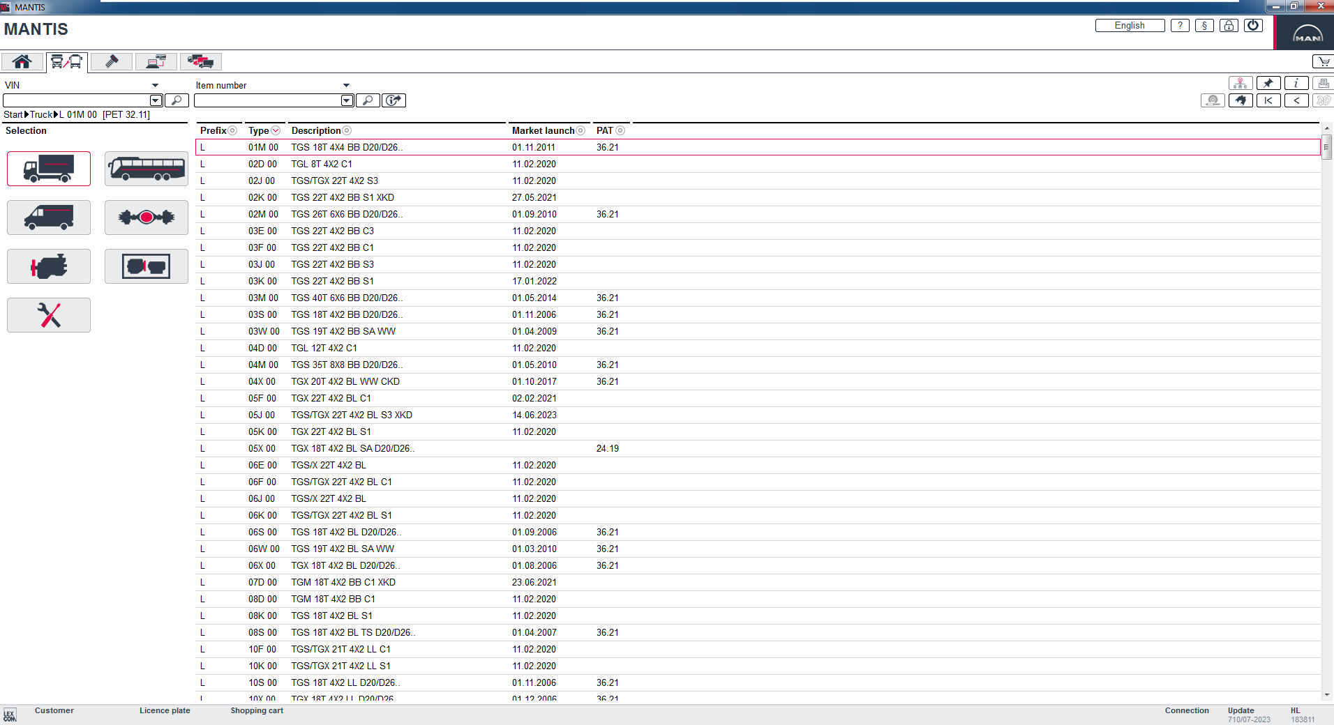 Vmware MAN MANTIS EPC v710 07.2023 Spare Parts List New Interface How ...