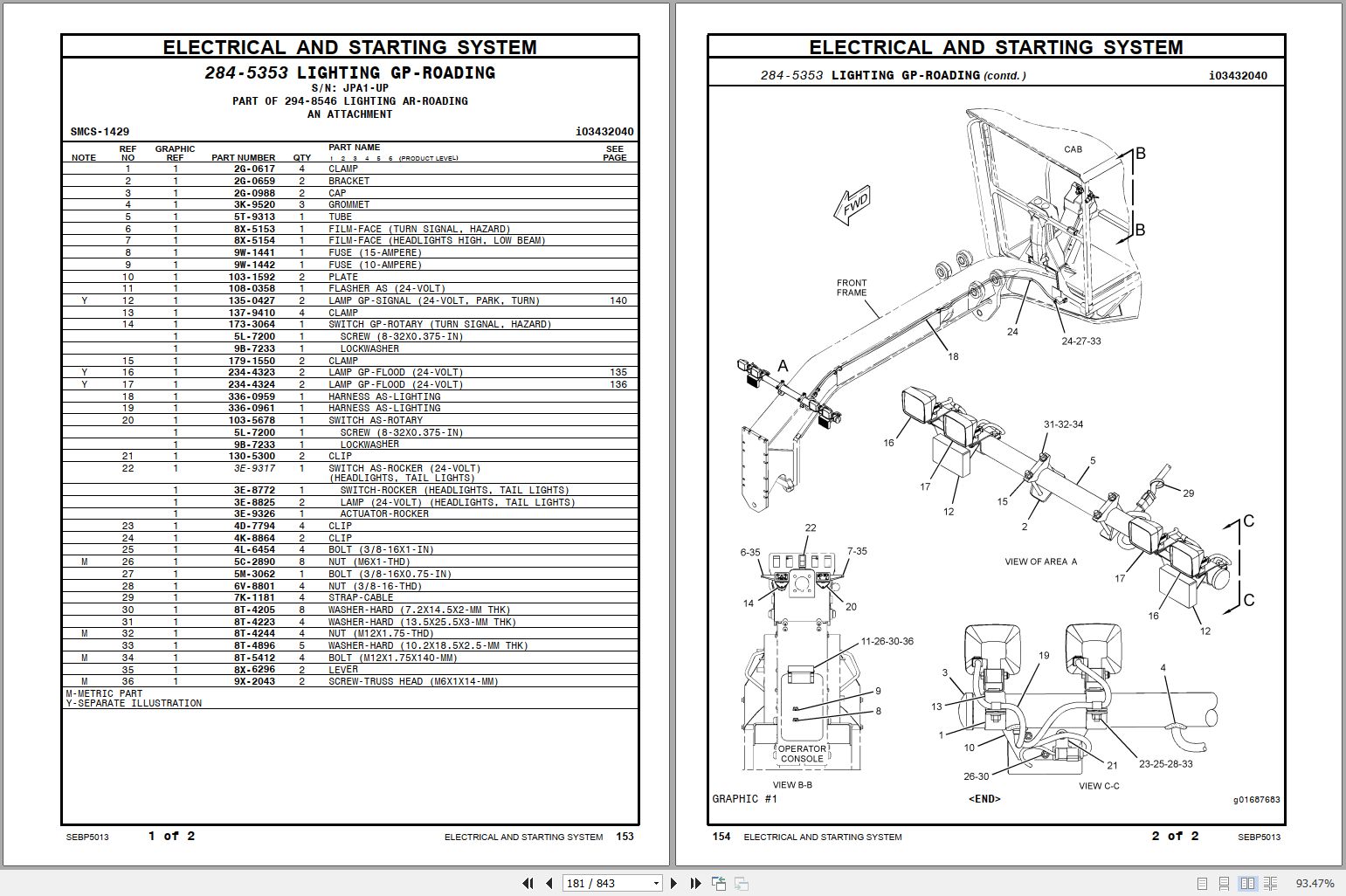 Caterpillar Motor Grader 140K Parts Manual SEBP5013
