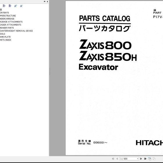 Hitachi Excavator ZX800 Service Manual