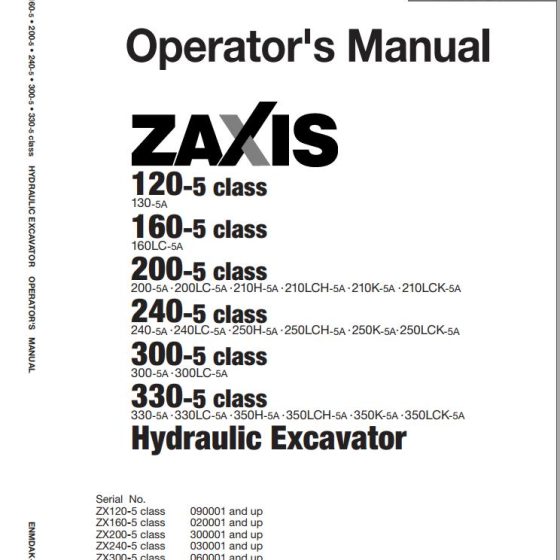 Hitachi Hydraulic Excavator ZX200-5A ZX200LC-5A Parts Catalog EN JP