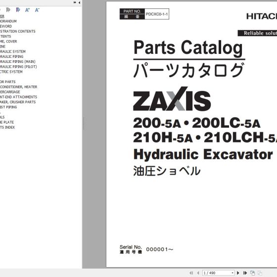 Hitachi Hydraulic Excavator ZX200-5A ZX200LC-5A Operator's Manual ENMDAK-2-6