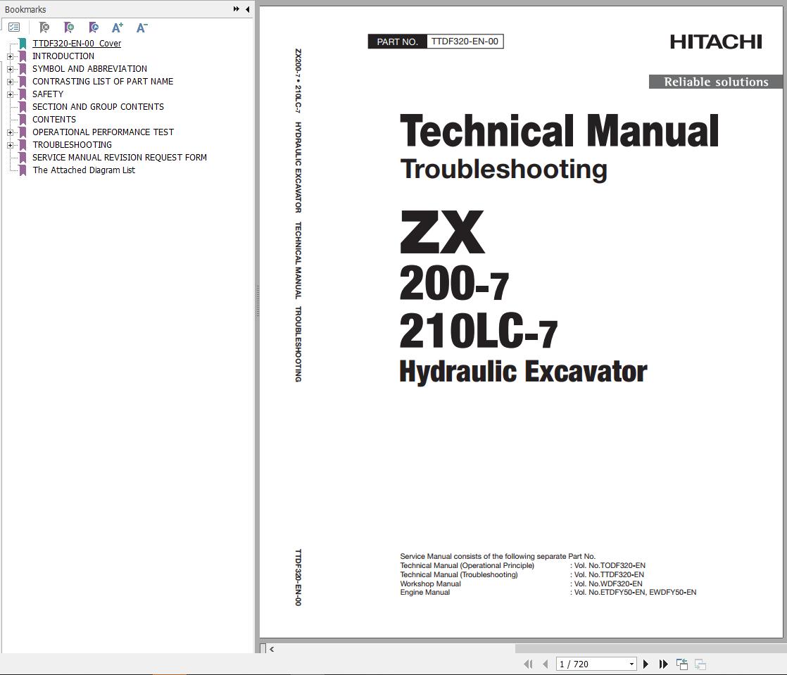 Hitachi Hydraulic Excavator ZX200-7 ZX210LC-7 Technical Manual