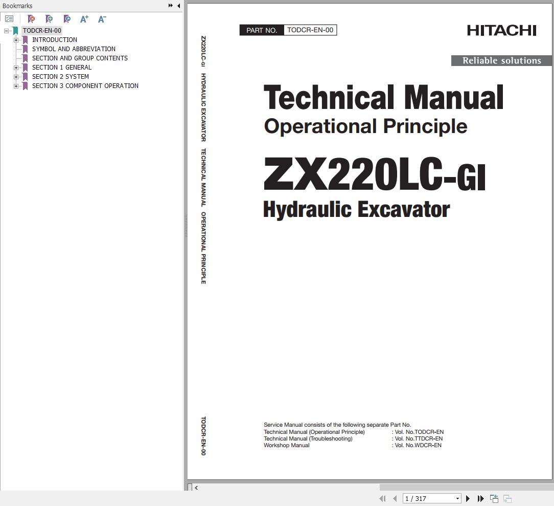 Hitachi Hydraulic Excavator ZX220LC-GI Technical Manual