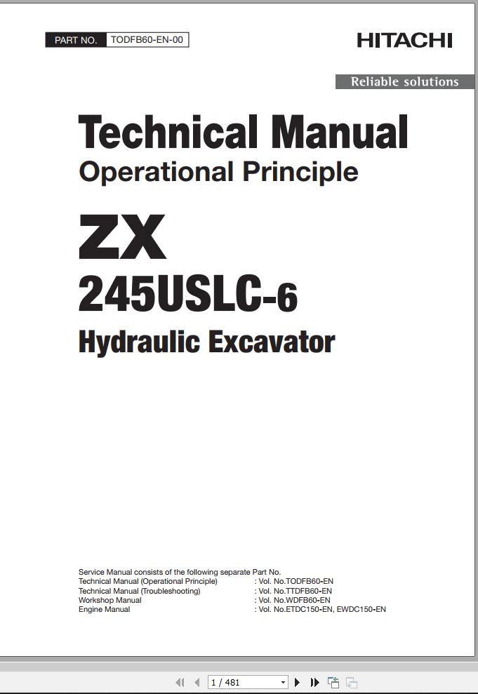 Hitachi Hydraulic Excavator ZX245USLC-6 Technical Manual