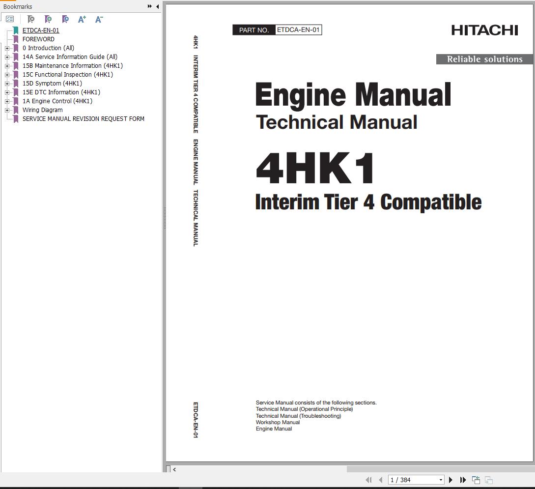 Hitachi Hydraulic Excavator ZX260LC-5B Workshop Manual