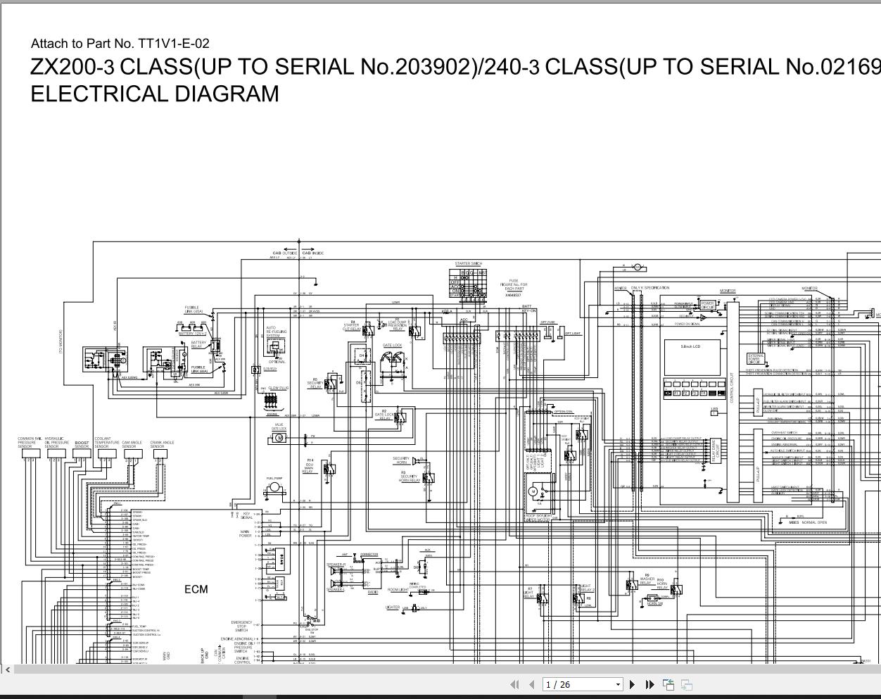 Hitachi Hydraulic Excavator ZX270-3 Technical Manual