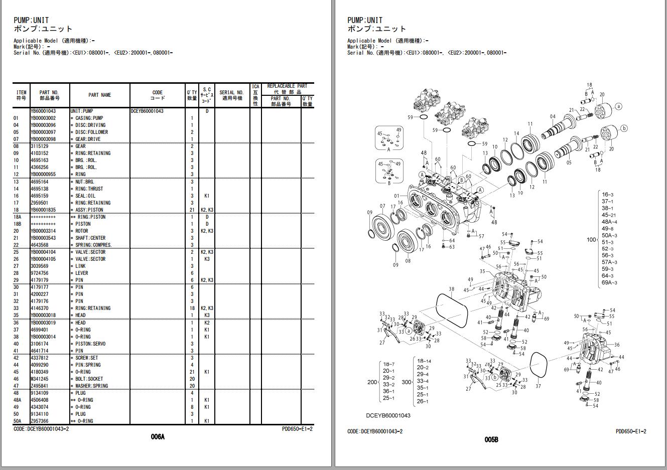 Hitachi Hydraulic Excavator ZX300LC-7 ZX300LCN-7 Parts Catalog EN JP
