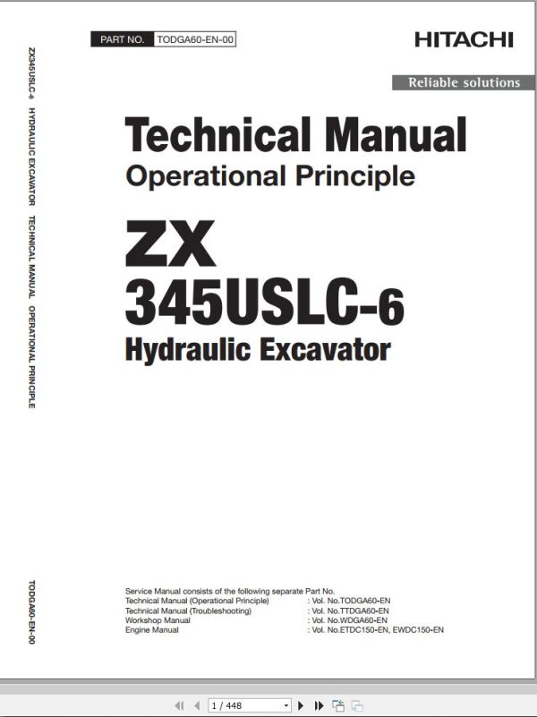 Hitachi Hydraulic Excavator ZX345USLC-6 Technical Manual