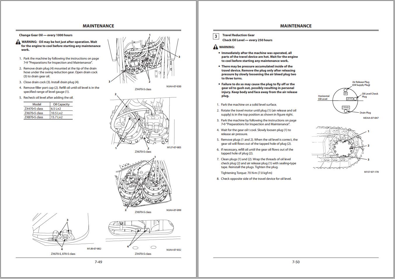 Hitachi Hydraulic Excavator ZX470-5G ZX470LC-5G Operator's Manual