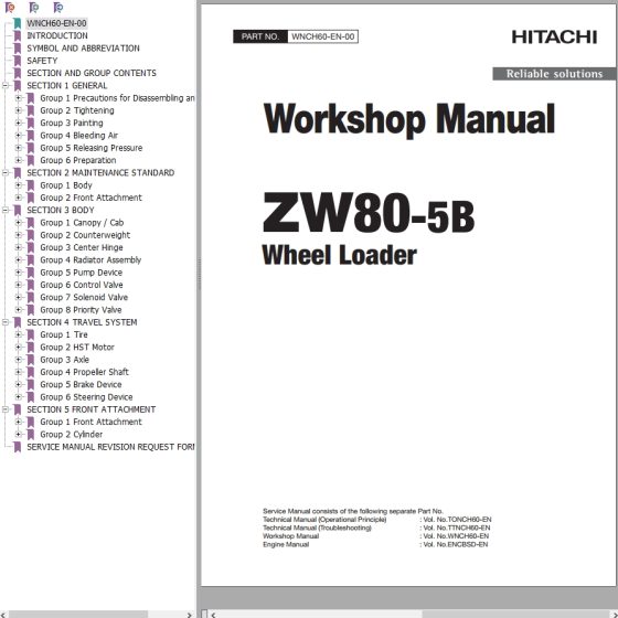 Hitachi Wheel Loader ZW80-5B Technical Manual