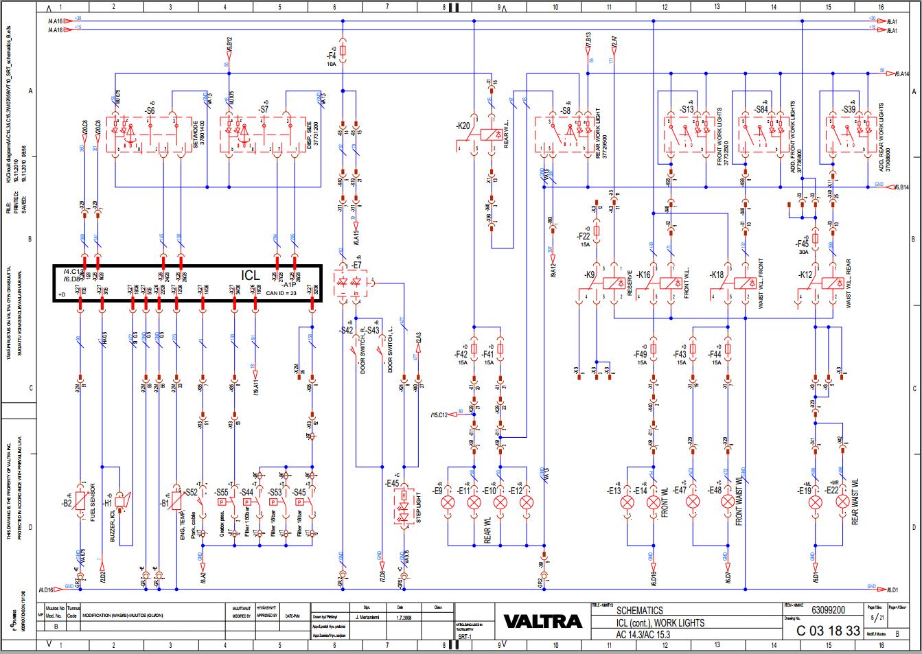 Valtra AutoControl System AC14.3 AC15.3 Electrical Diagram