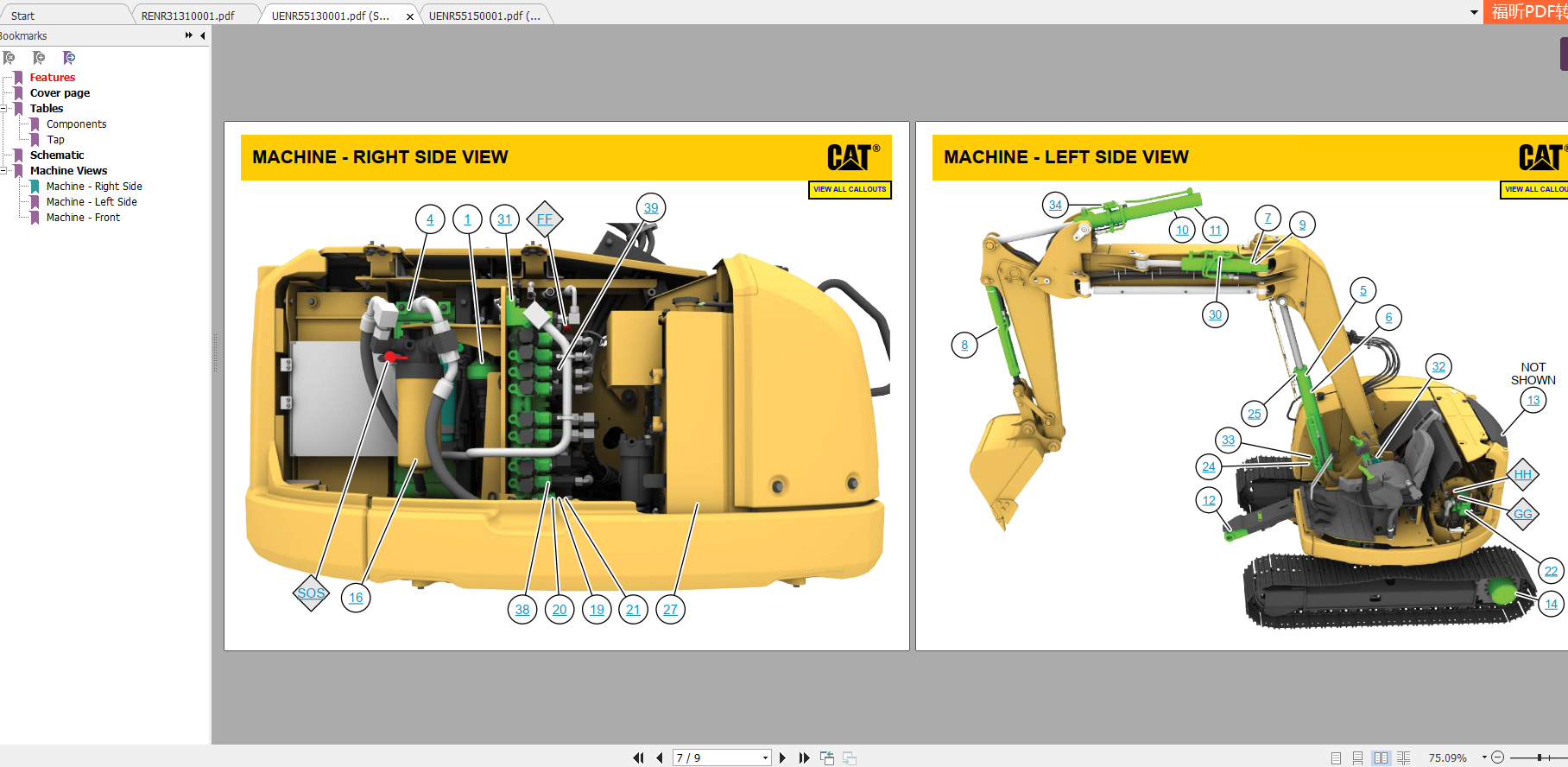 Caterpillar Excavator 308E2 320B Electrical & Hydraulic System Schematic