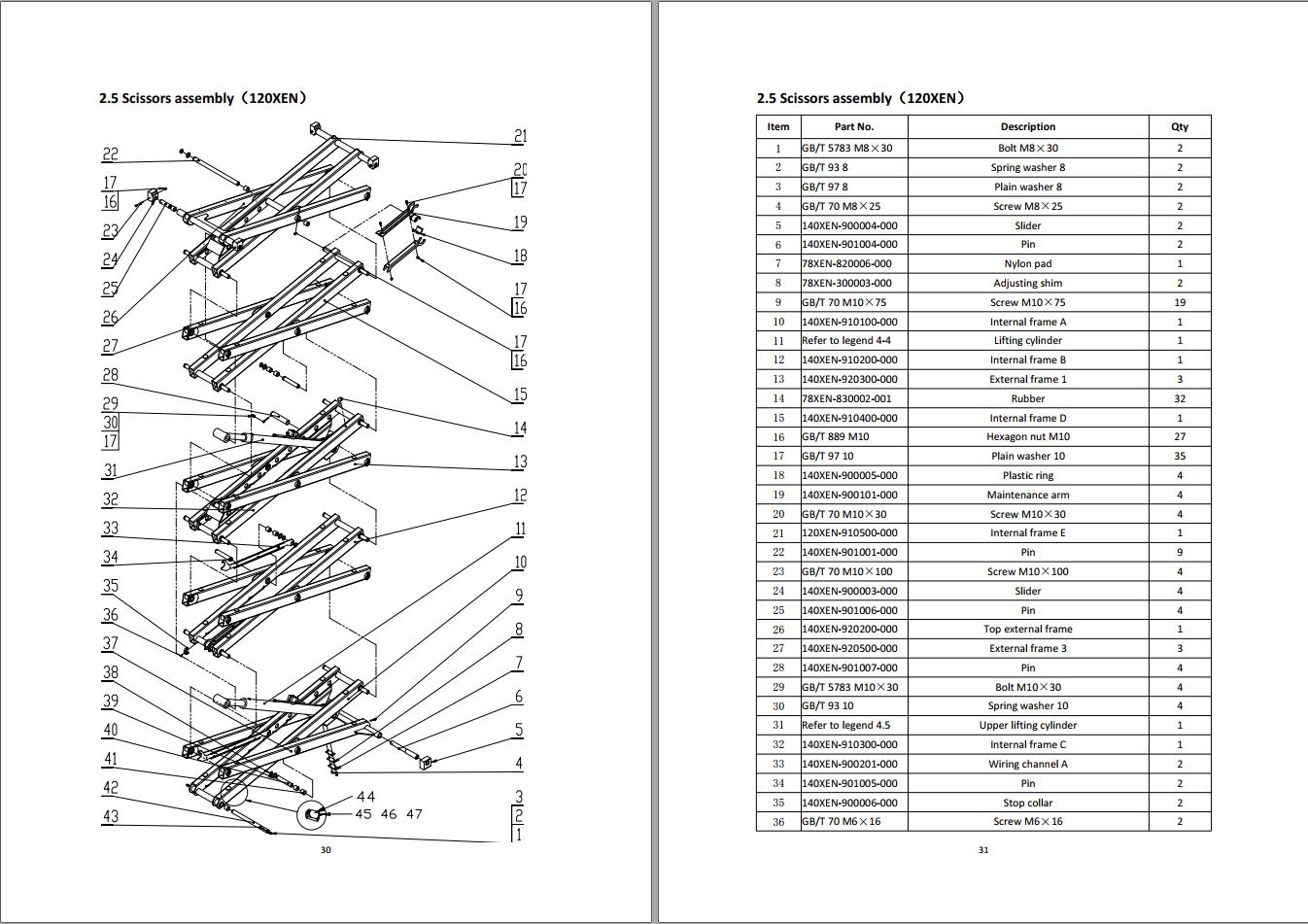 Hangcha Work Platform XEN Series Parts Catalog 08.2022