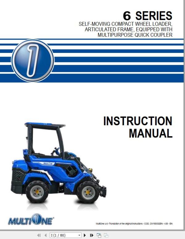 MultiOne Compact Wheel Loader 6 Series Operator's Manual