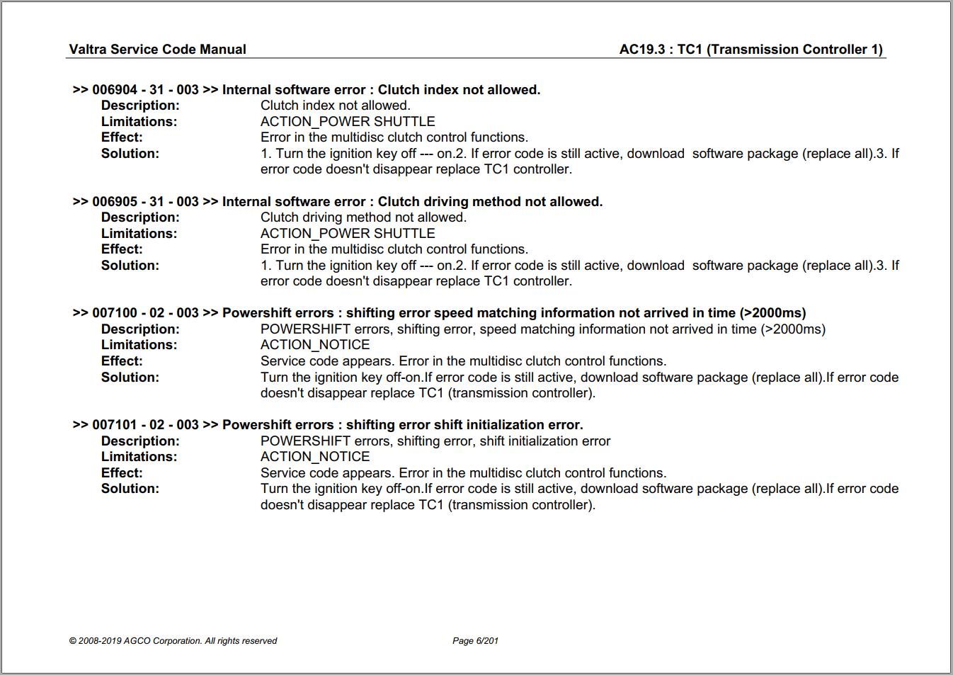 Valtra Automation Configuration AC19.3 Service Code Manual