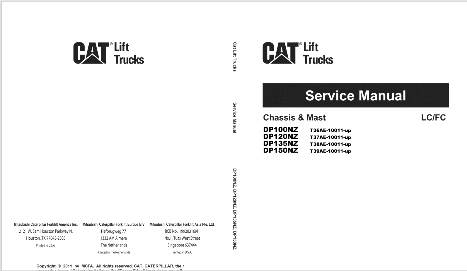CAT Forklift DP150Z Service Manuals 99799-41000