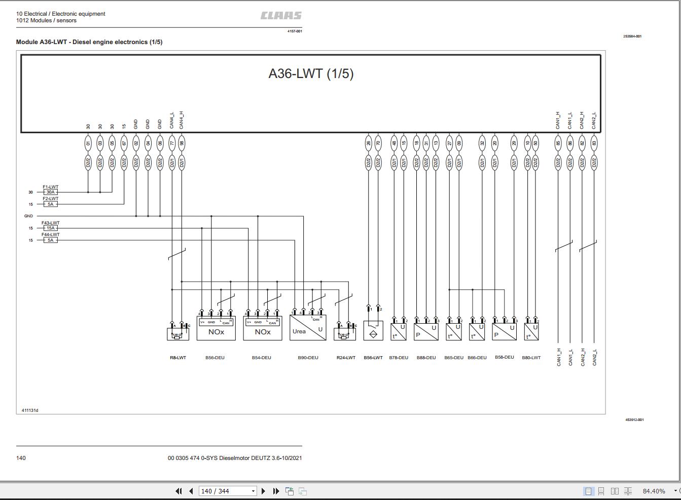 Claas Deutz Engine TCD 3.6 L4 Technical Systems 00 0305 474 0