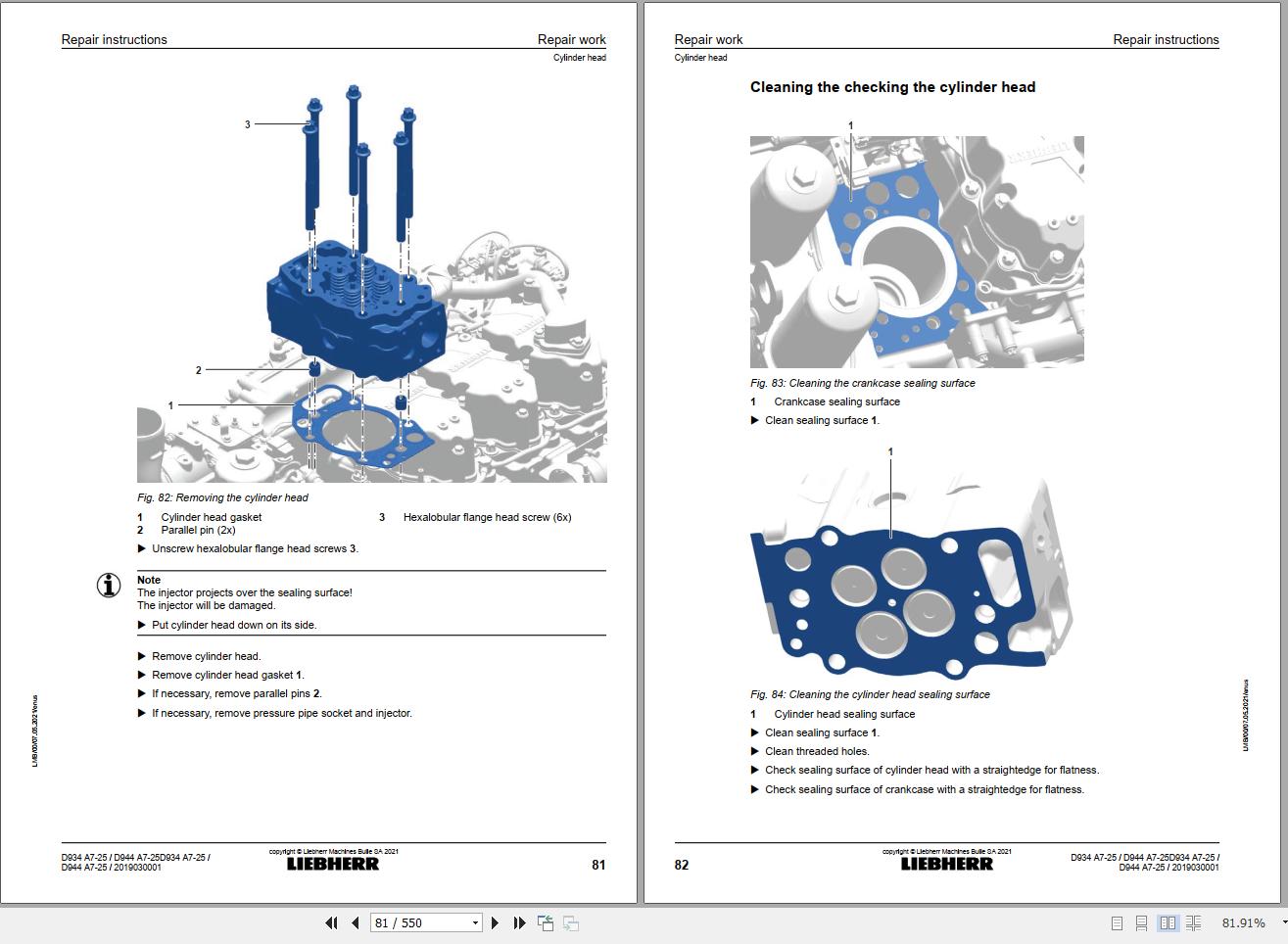 Claas Liebherr Engine D934 A7-25 D944 A7-25 Repair Instructions