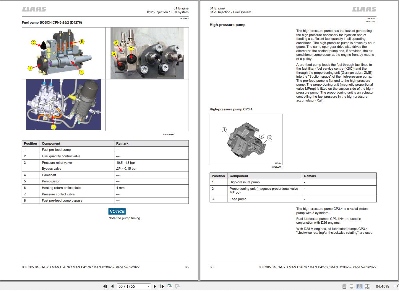 Claas MAN Engine D2676 D4276 D2862 Technical Systems 00 0305 018 1