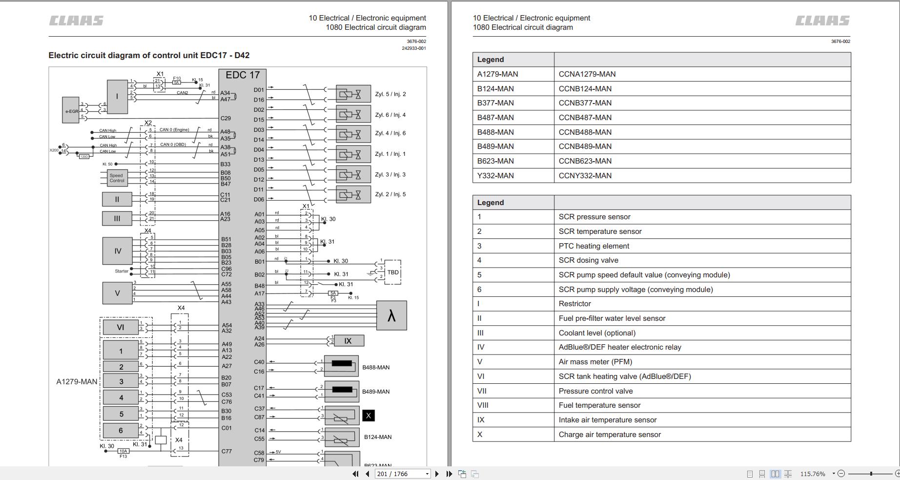 Claas MAN Engine D2676 D4276 D2862 Technical Systems 00 0305 018 1