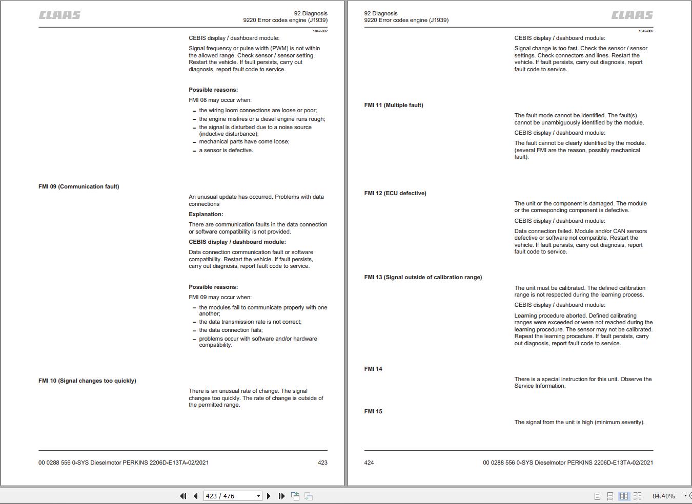 Claas Perkins Engine 2206D - E13 TA Technical Systems 00 0288 556 0