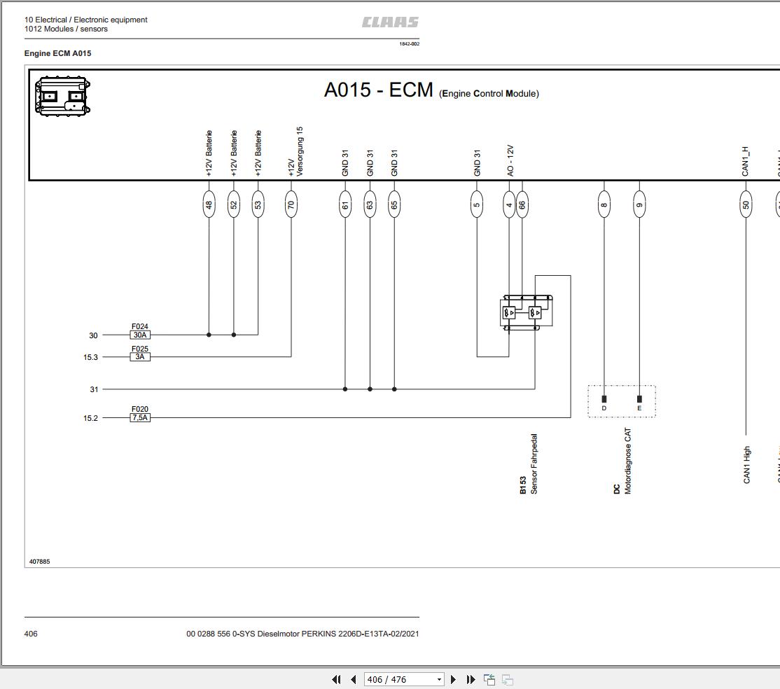 Claas Perkins Engine 2206D - E13 TA Technical Systems 00 0288 556 0