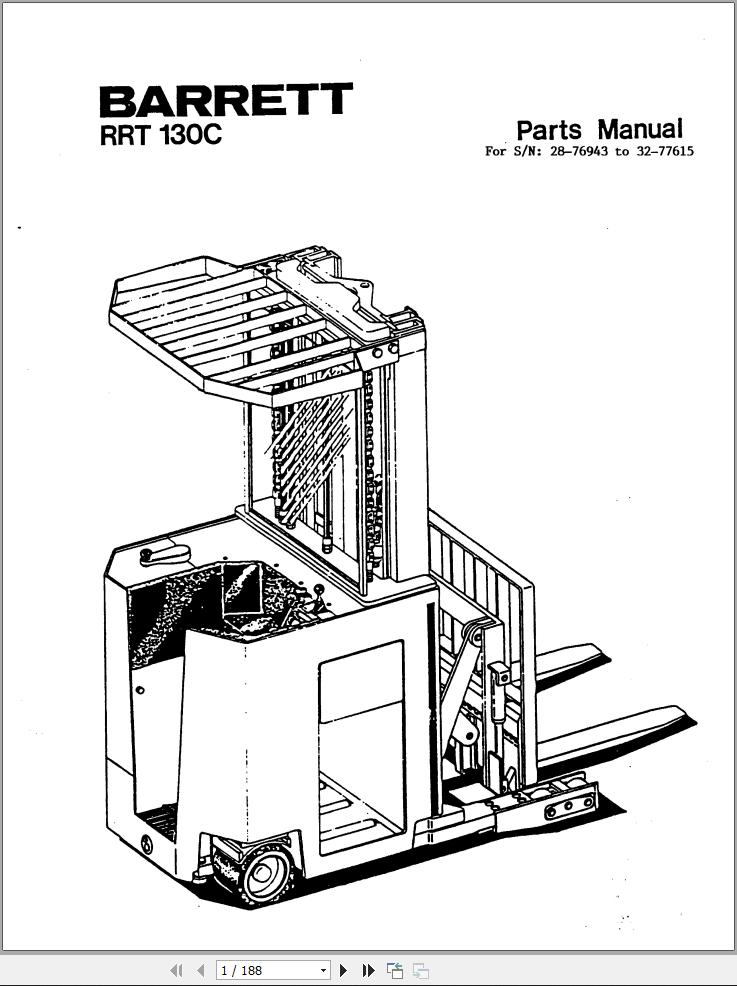Nissan Barrett Forklift RRT-130C Parts Manual