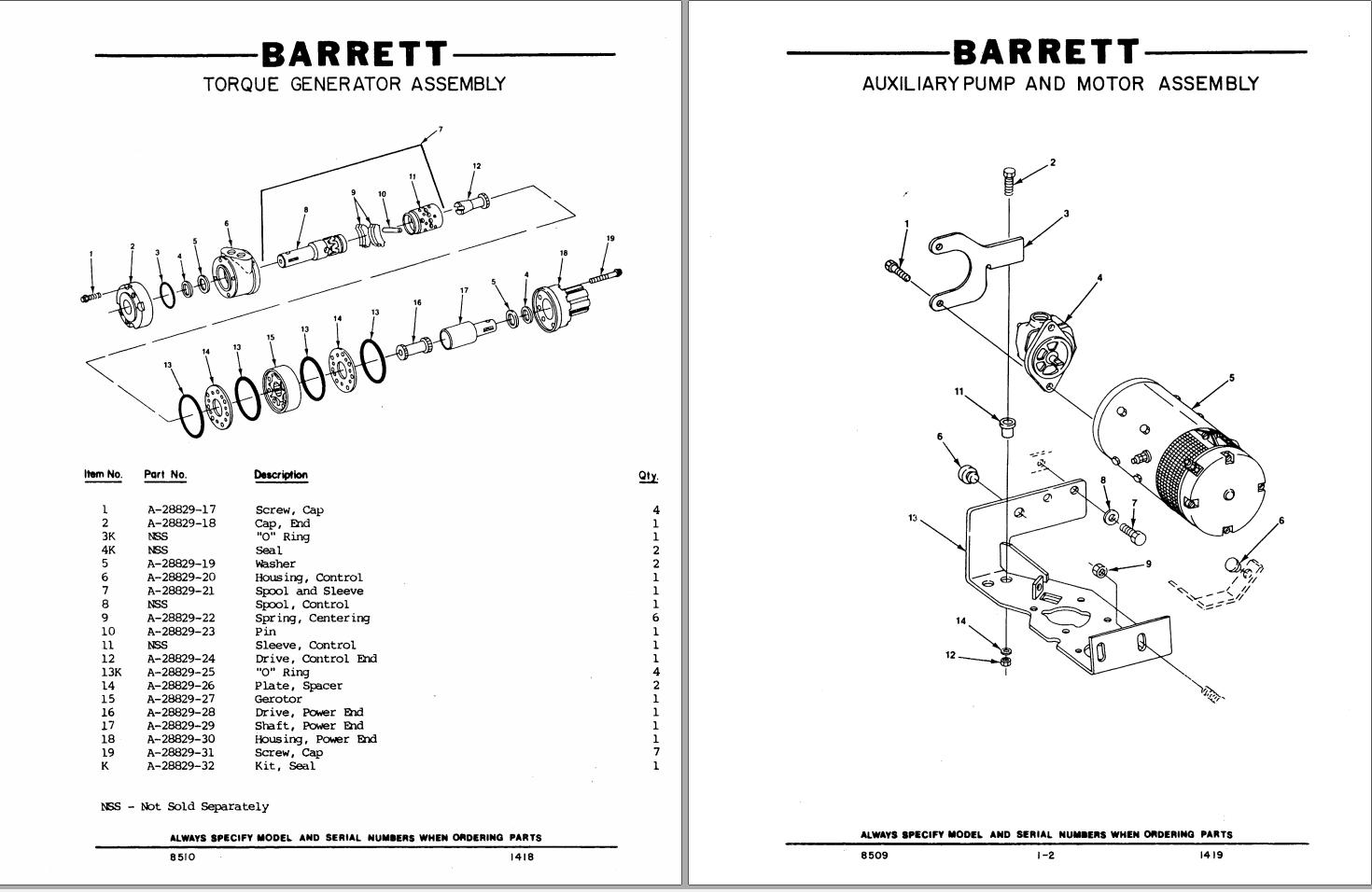 Nissan Barrett Forklift RRT-134 Parts Manual