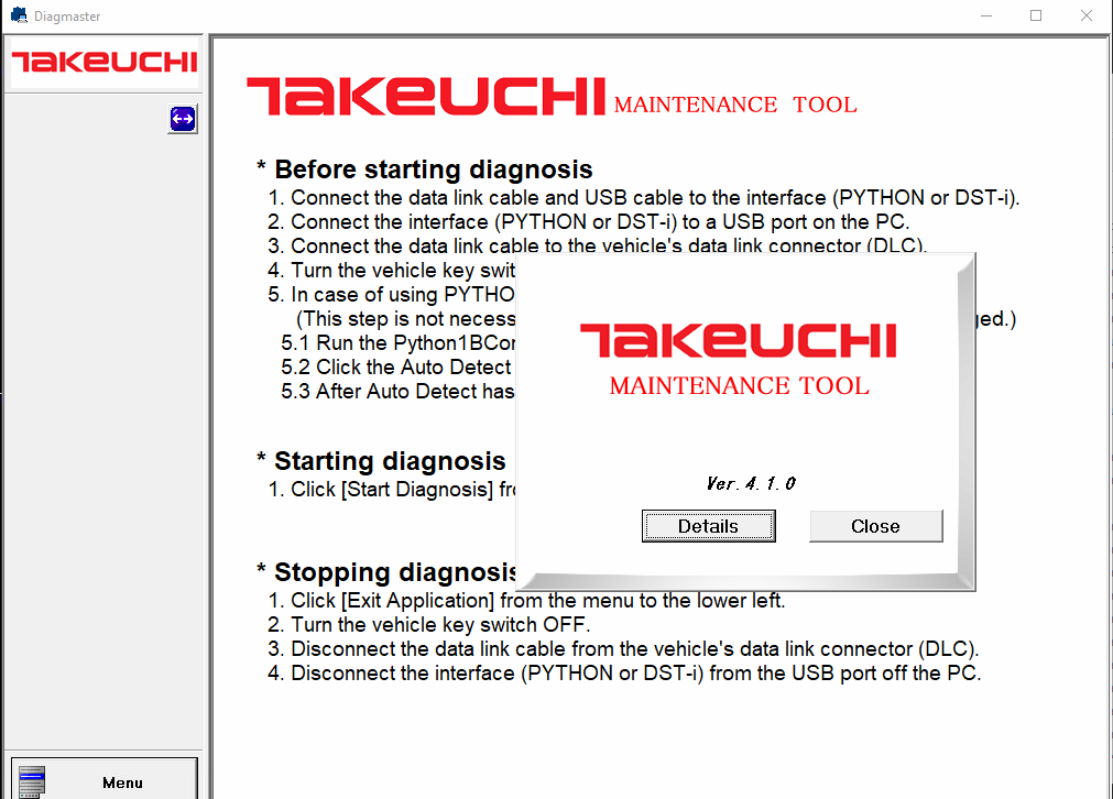 Kubota Takeuchi Diagnostic Tool DiagMaster 2023 Combo