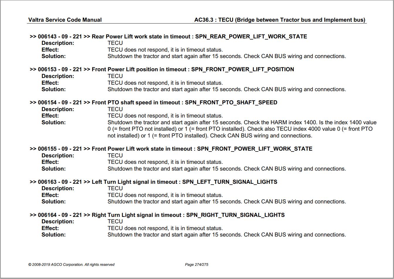 Valtra Automation Configuration AC36.3 Service Code Manual