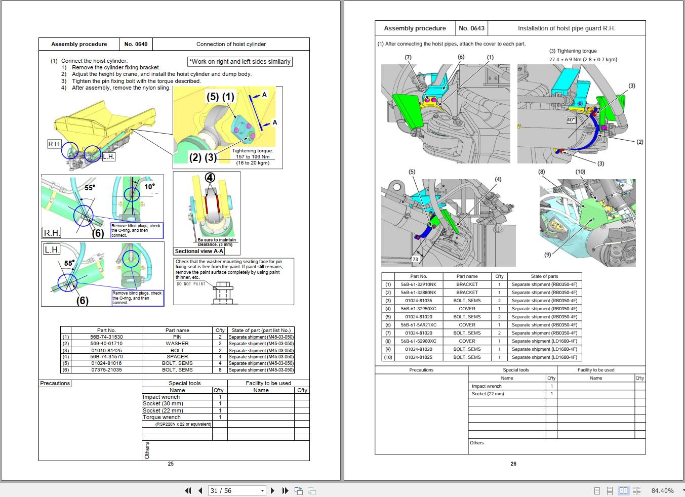 Komatsu Articulated Dump Truck HM400-5 Field Assembly Instruction ...