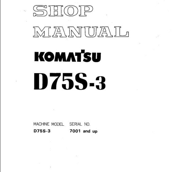 Komatsu Bulldozer D75S-5 Shop Manual SEBD01450503