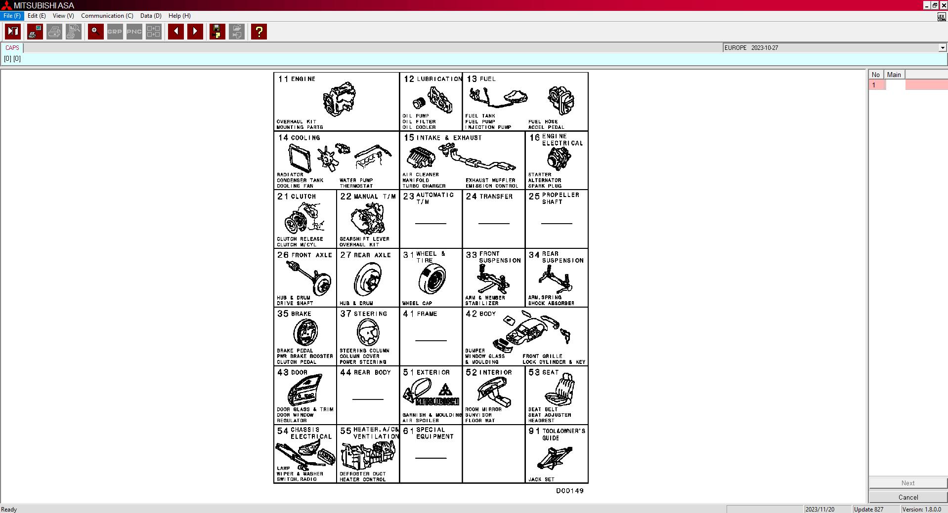 Mitsubishi EPC Spare Parts List MMC ASA 11.2023 General Europe USA ...