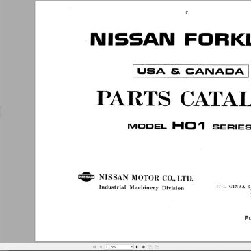 Nissan Forklift H02 Series Parts Catalog
